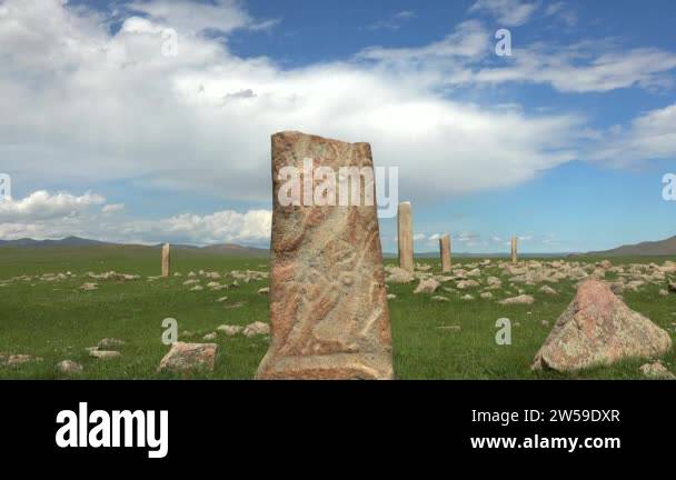 Deer stones are ancient megaliths carved with symbols.Grave deerstone ...