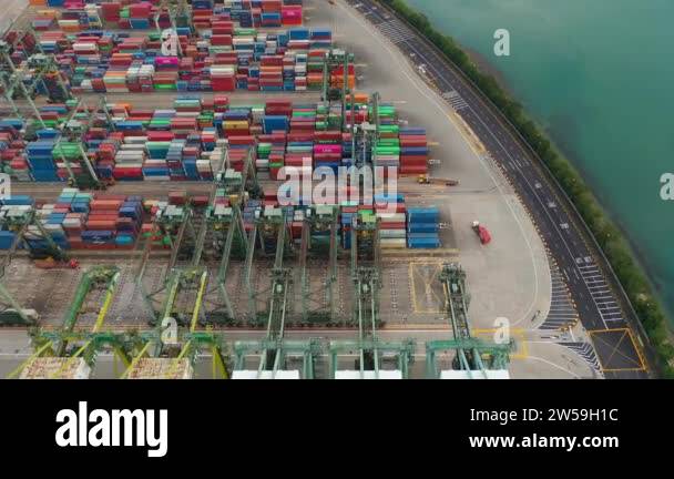 Aerial panorama containers in port Stock Videos & Footage - HD and 4K ...