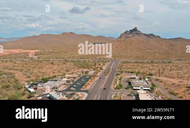 Overlooking view of a small town a Fountain Hills in the N Beeline Hwy ...