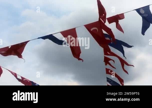 ISTANBUL - 8 MAY, 2018: National flag of Turkey with white star and ...