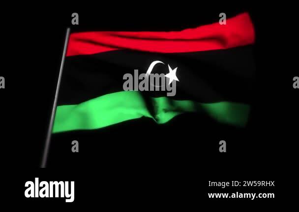 Libya flag , Realistic 3D animation of waving flag . Libya flag waving ...