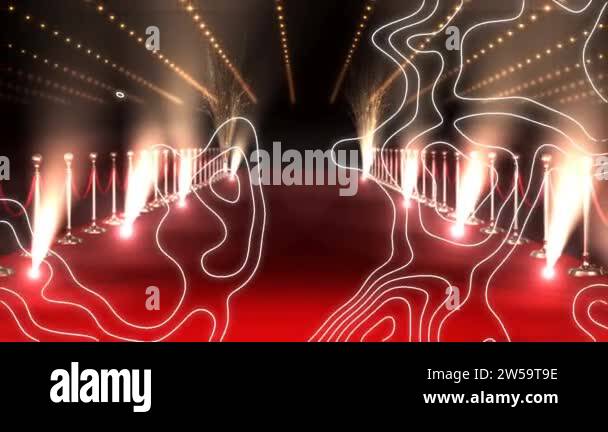 Animation of moving contour lines over red carpet venue with moving ...