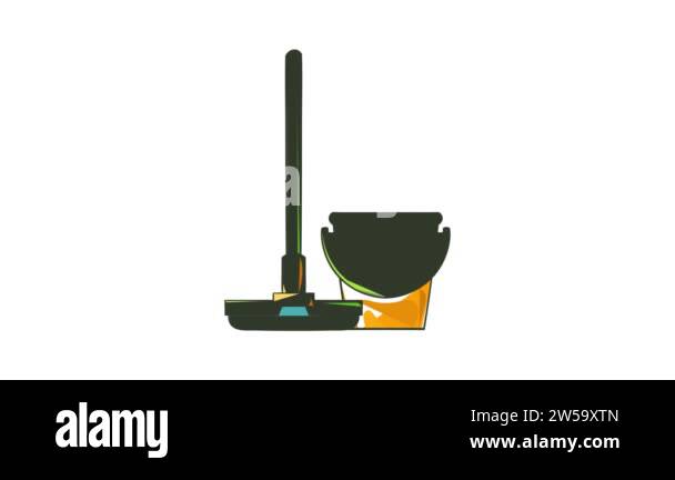Bucket with mop icon animation Stock Video Footage - Alamy