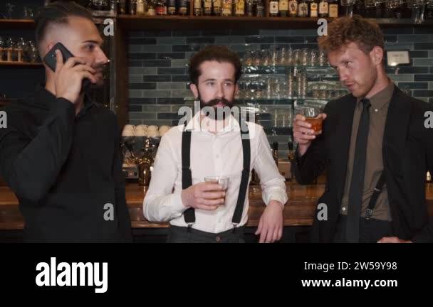 Men standing at bar counter in restaurant Stock Videos & Footage - HD ...