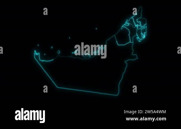 Animated Outline Map of United Arab Emirates with Emirates Stock Video ...