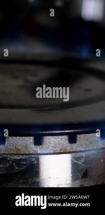Process of burning and appearing blue flame of gas methane or propane ...