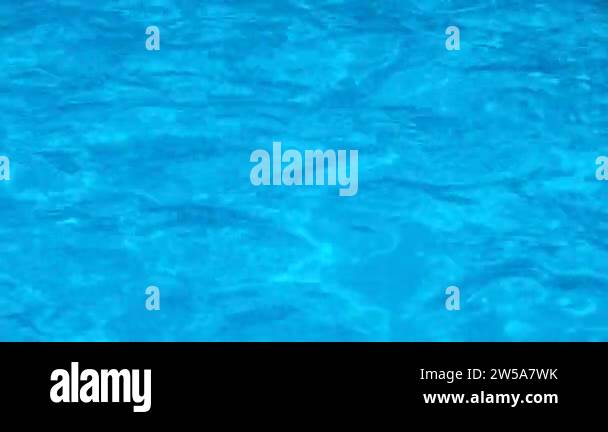 Pure transparent blue water in the swimming pool with light reflections ...