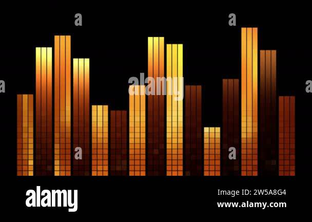Fiery digital equalizer. The animation of the pixel bars is in sync ...