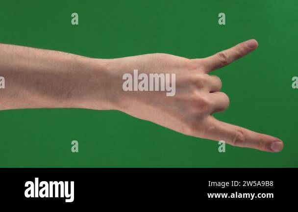 Collection of male hand positive and negative gestures on a green ...