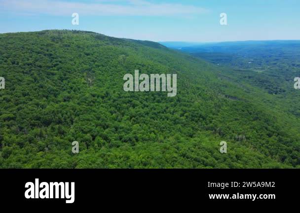 Aerial drone footage of summer time in the Catskill Mountains in New ...