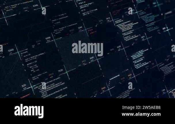 Computer black screen with words and code, processing cyber attack. Animation. Internet ...