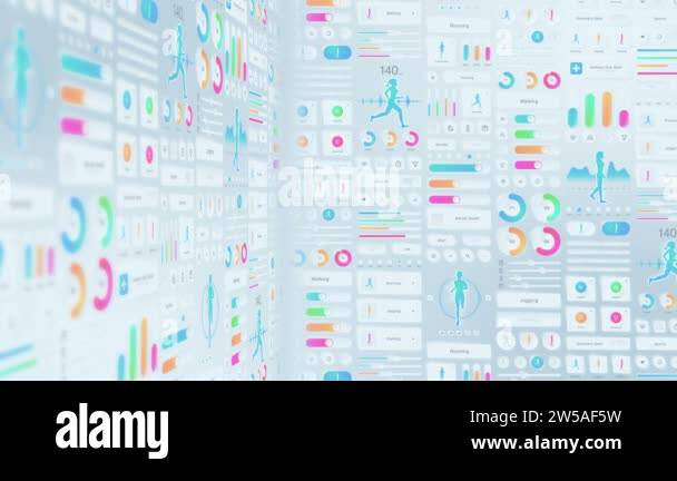 Creative design of fitness application. Neumorphism. Hi tech panel ...