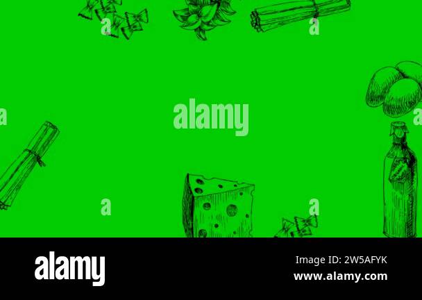 Animated frame from ingredient. Hand drawn healthy food. Products ...