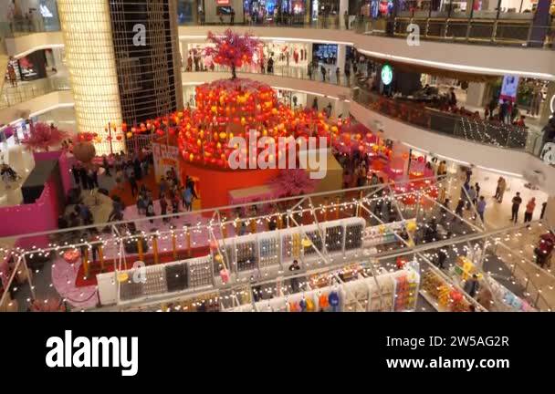 Famous mall interior in Jakarta city, Indonesia, panoramic view, 4k ...