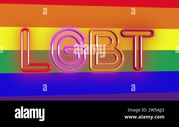 LGBT And PRIDE 3D Text Neon Sign Symbol Animation On Colorful Six-Band ...