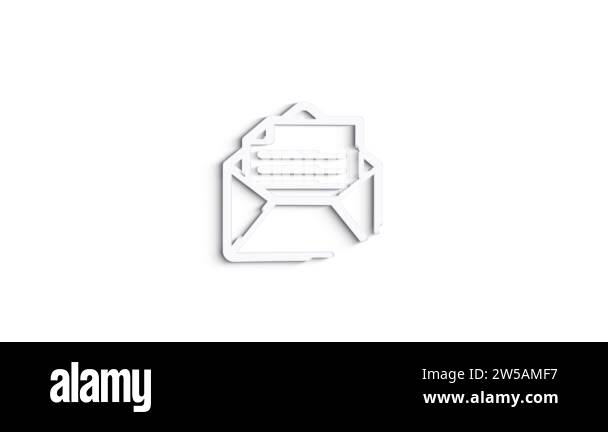 3D Line Icon envelope Animation on white background. 4k Stock Video ...