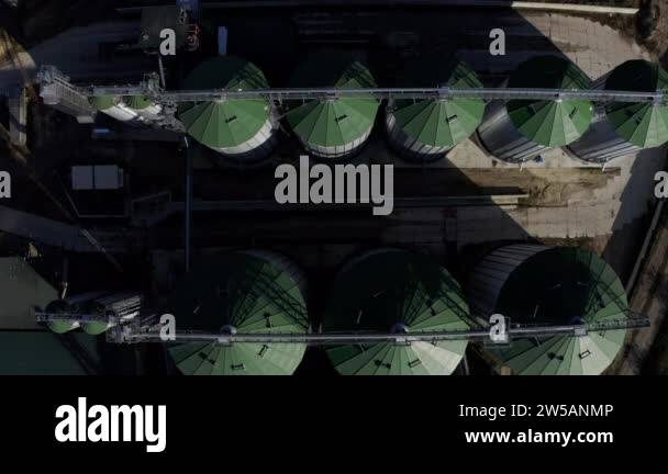 Granary Silos. Grain Warehouse Elevator. Top View Stock Video Footage ...