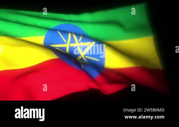 Ethiopia flag , Realistic 3D animation of waving flag. Ethiopia flag ...
