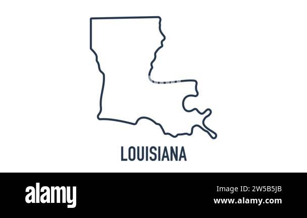 Watercolor animated map showing the state of Louisiana from the united ...