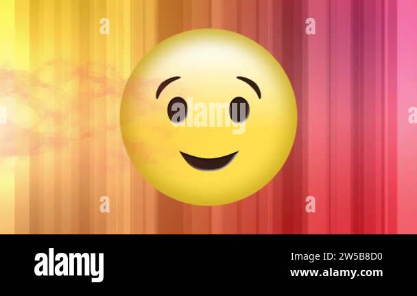 Digital animation of red digital wave against winking face emoji on ...