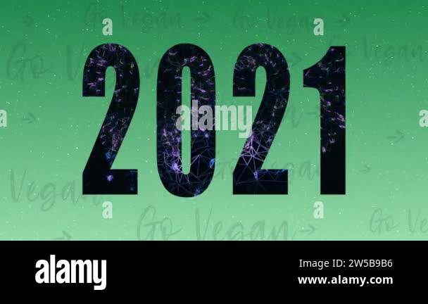 2021 New year celebration 4K animation. Abstract numerals fireworks motion background with ...