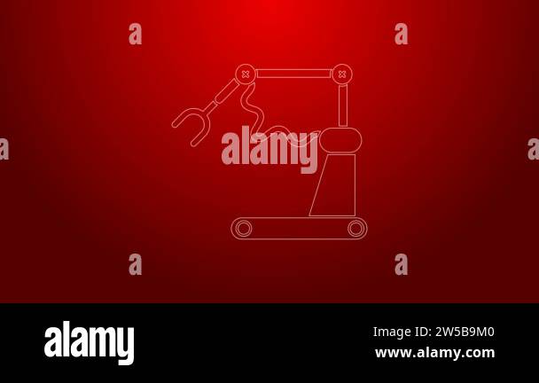 Green line Industrial machine robotic robot arm hand factory icon ...