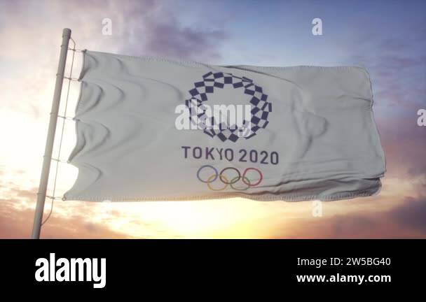 Flag of the olympic games in Tokyo 2020 fluttering in the wind Stock ...