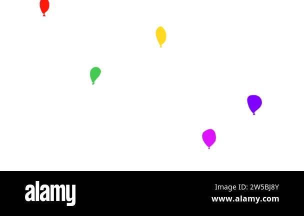 Hand drawn colorful balloons flying on white background.Loopable ...