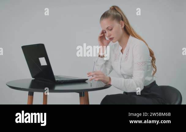 Concentrate woman sitting computer Stock Videos & Footage - HD and 4K ...