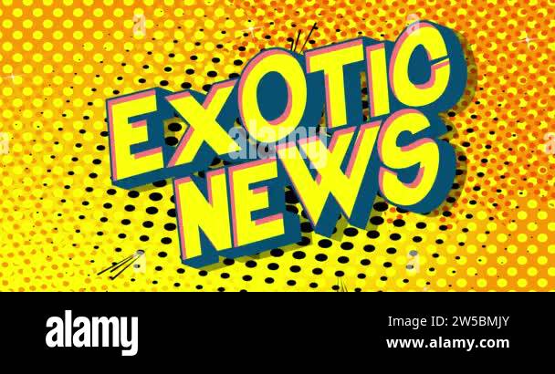 4k animated Exotic News text on comic book background moving back and ...