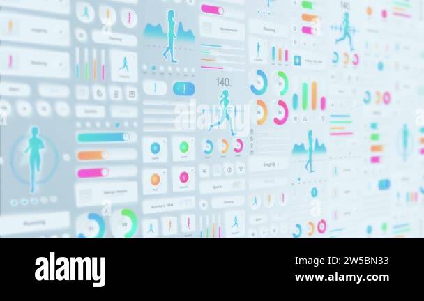 Creative design of fitness application. Neumorphism. Hi tech panel ...