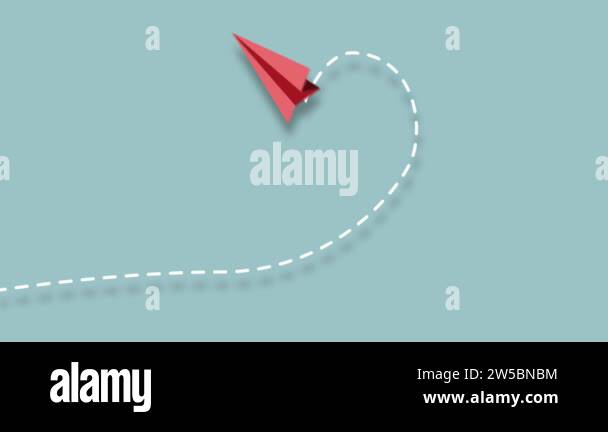 Paper airplanes flying over sky by heart concept. Stop motion animation ...