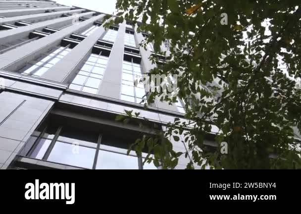 Closer look of the glass windows of the high rise building in Tokyo ...