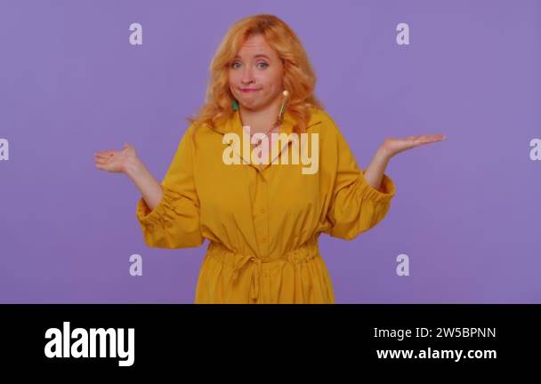 Girl on purple studio background pointing fingers himself ask say who ...