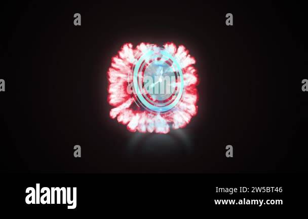 Animation of clock with turning hands and red smoke explosion, on black ...