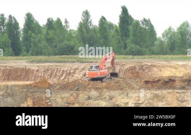 Large sand quarry ancient layers of sand are mined on an industrial ...
