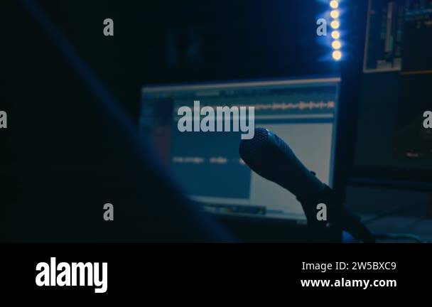 Recording studio. Process of recording and editing sounds. Computer ...