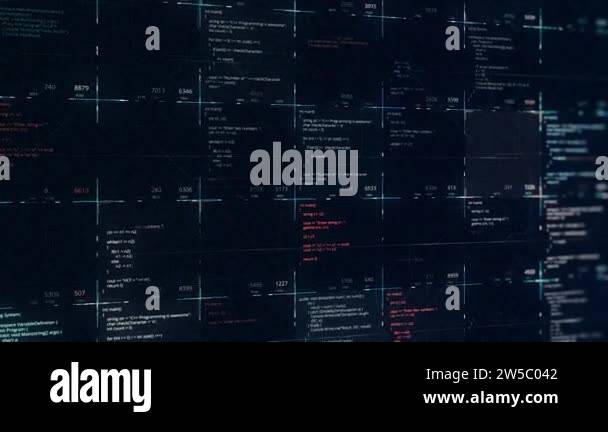 Hacker attack through network by writing a special code on a black computer screen. Animation ...