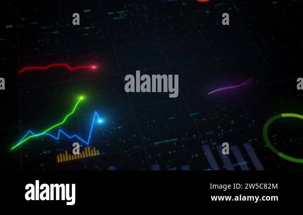 Growing lines chart graph. Financial business diagram with bars, pies ...