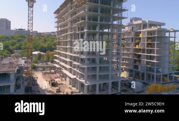 Construction of apartments. Construction process of a residential ...