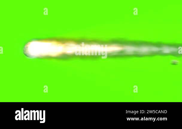 Fast Blazing Asteroid Meteor on green background, Realistic ...