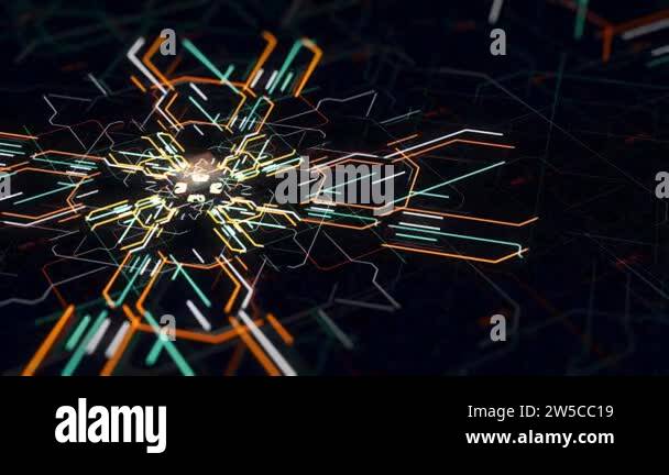 Explosion of energy neon lines. Animation. Neon lines explode creating ...