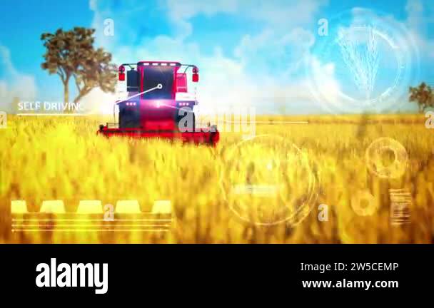 Industrial 3D 4K 60 fps animation with digital overlays of automated ...