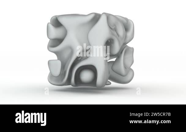 3D loop animation of a surreal cube that turns into a biosphere with a ...