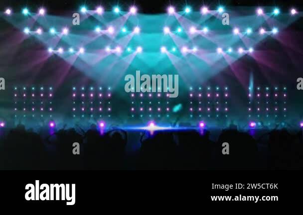 Animation of people dancing in club music venue with green light moving ...