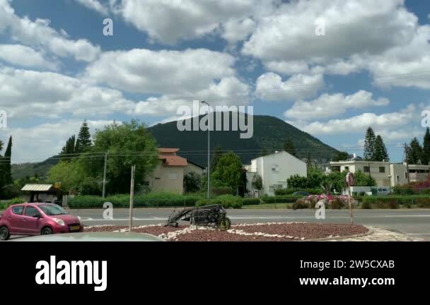 Kfar Tavor, Israel - April 11, 2019: Mount Tabor(Har Tavor) is located ...