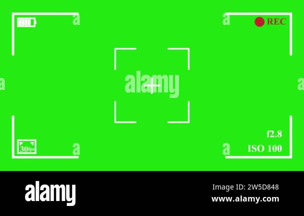 Camera Rec Viewfinder green Screen. Video recording on digital screen ...