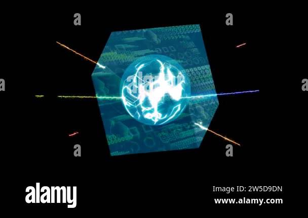 Quantum computer in the cube futuristic technology digital layer ...