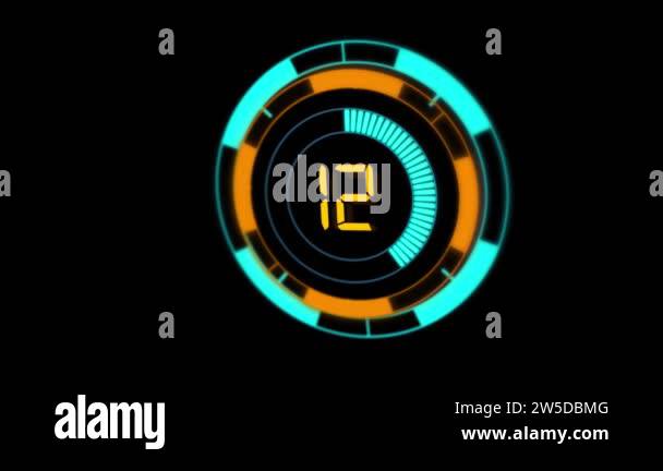 Digital Countdown leader graphic number 20 3d. Clock plate head ...