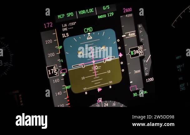 Flight instruments display of a modern passenger airplane flying at ...